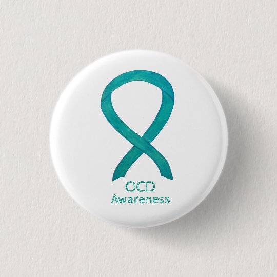 OCD Awareness Ribbon Teal Custom Art Pins | Zazzle.com