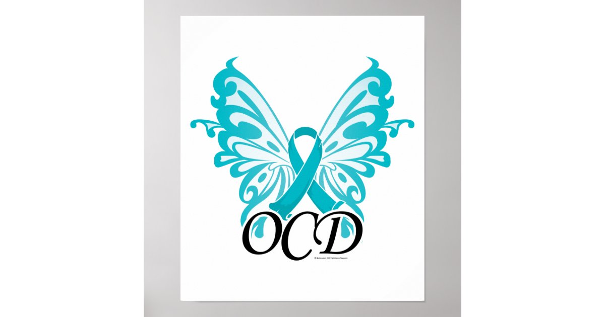 OCD Butterfly Ribbon Poster | Zazzle