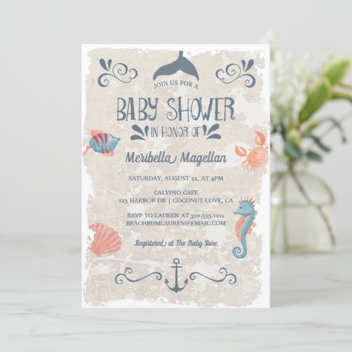 Ocean Adventure | Nautical Beach Baby Shower Invitation | Zazzle