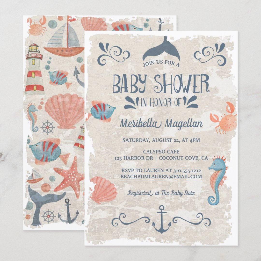 Ocean Adventure | Nautical Beach Baby Shower Invitation | Zazzle