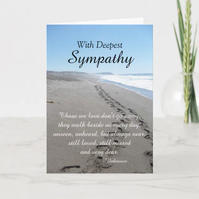Ocean and Footprints Sympathy Card | Zazzle
