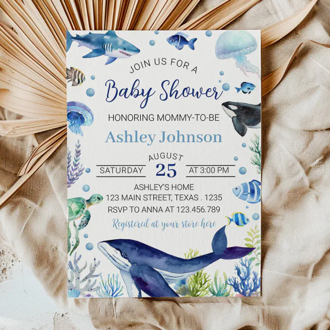 Ocean Animal Boy Baby Shower Invitation | Zazzle