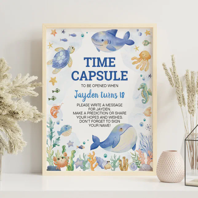 Ocean Animal Boy Birthday Time Capsule Poster | Zazzle