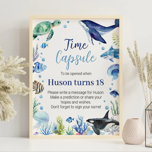 Ocean Animal Turtle Birthday Time Capsule Poster | Zazzle