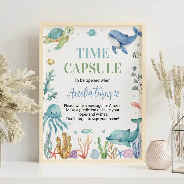 Ocean Animal Under the Sea Birthday Time Capsule Poster | Zazzle
