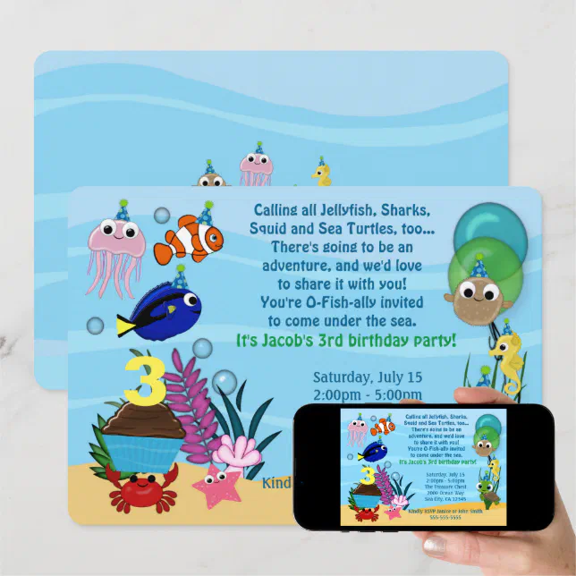 Ocean Animals Birthday Invitations Under the Sea | Zazzle