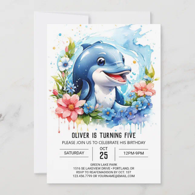 Ocean Animals Fantasy Dolphin Birthday Invitation | Zazzle