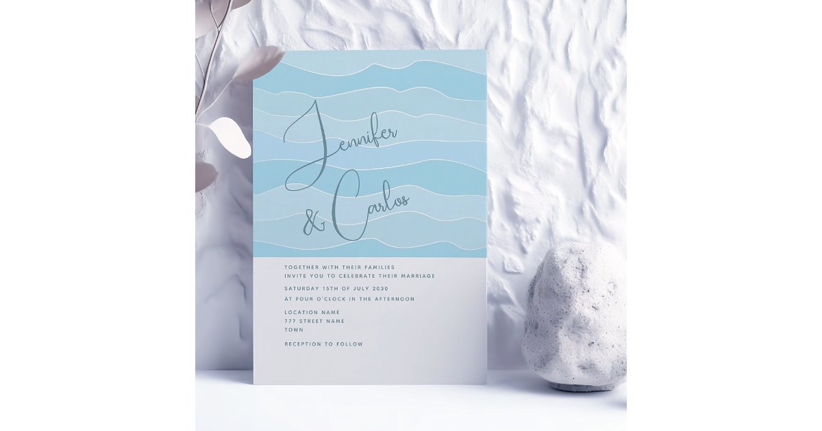 Ocean Aqua Blue Wedding Invitation | Zazzle