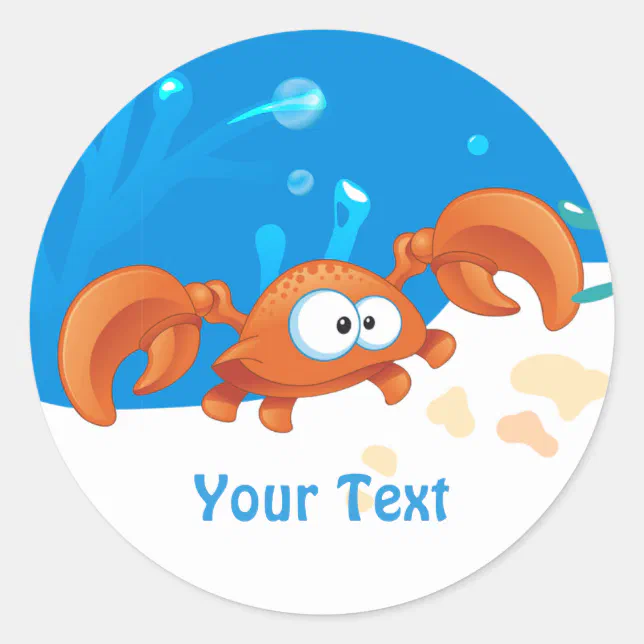 Ocean Aquatic Cute Crab Custom Sticker | Zazzle