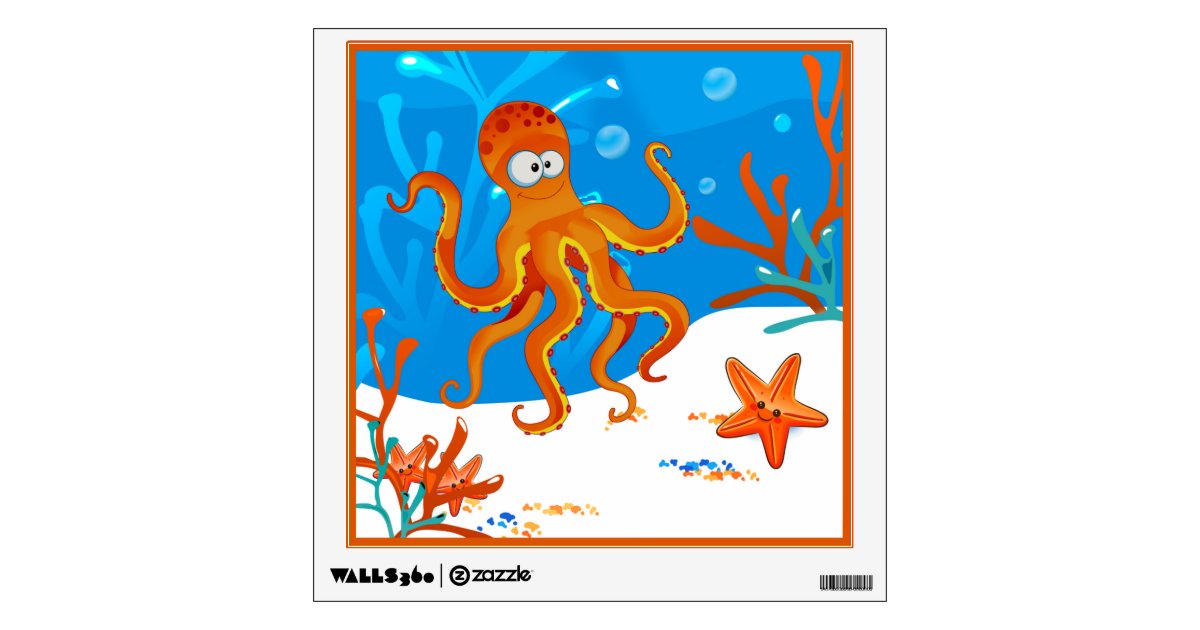 Ocean Aquatic Cute Octopus Wall Decal | Zazzle
