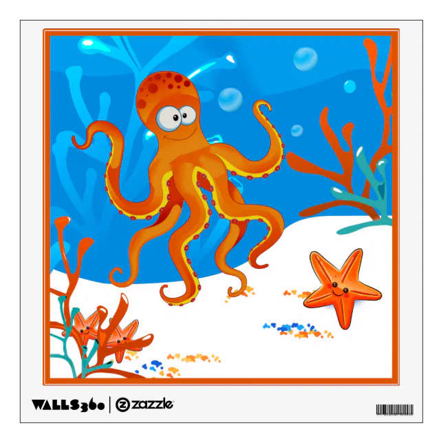 Ocean Aquatic Cute Octopus Wall Decal | Zazzle