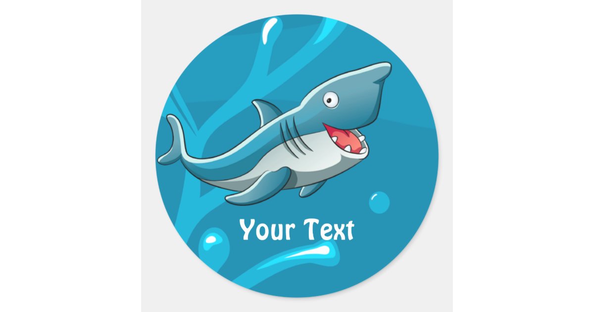 Ocean Aquatic Cute Shark Custom Sticker | Zazzle