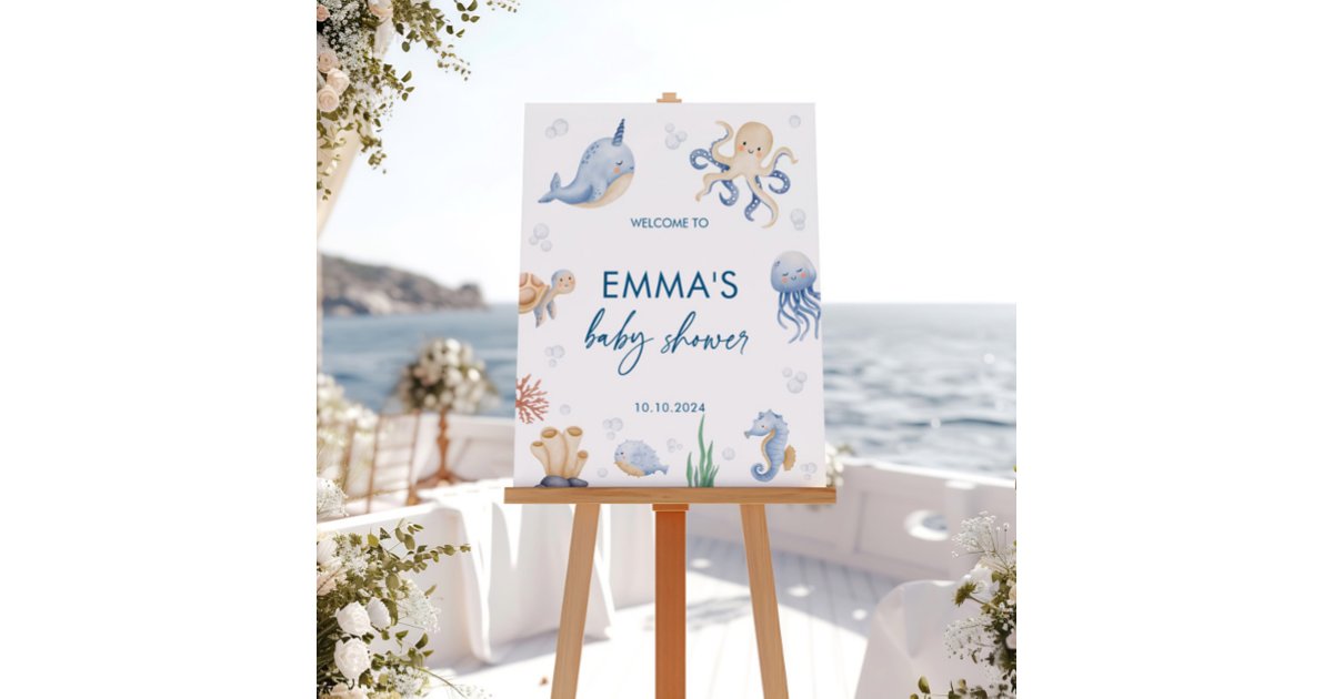Ocean Baby Shower Welcome Sign, Sea Sign | Zazzle