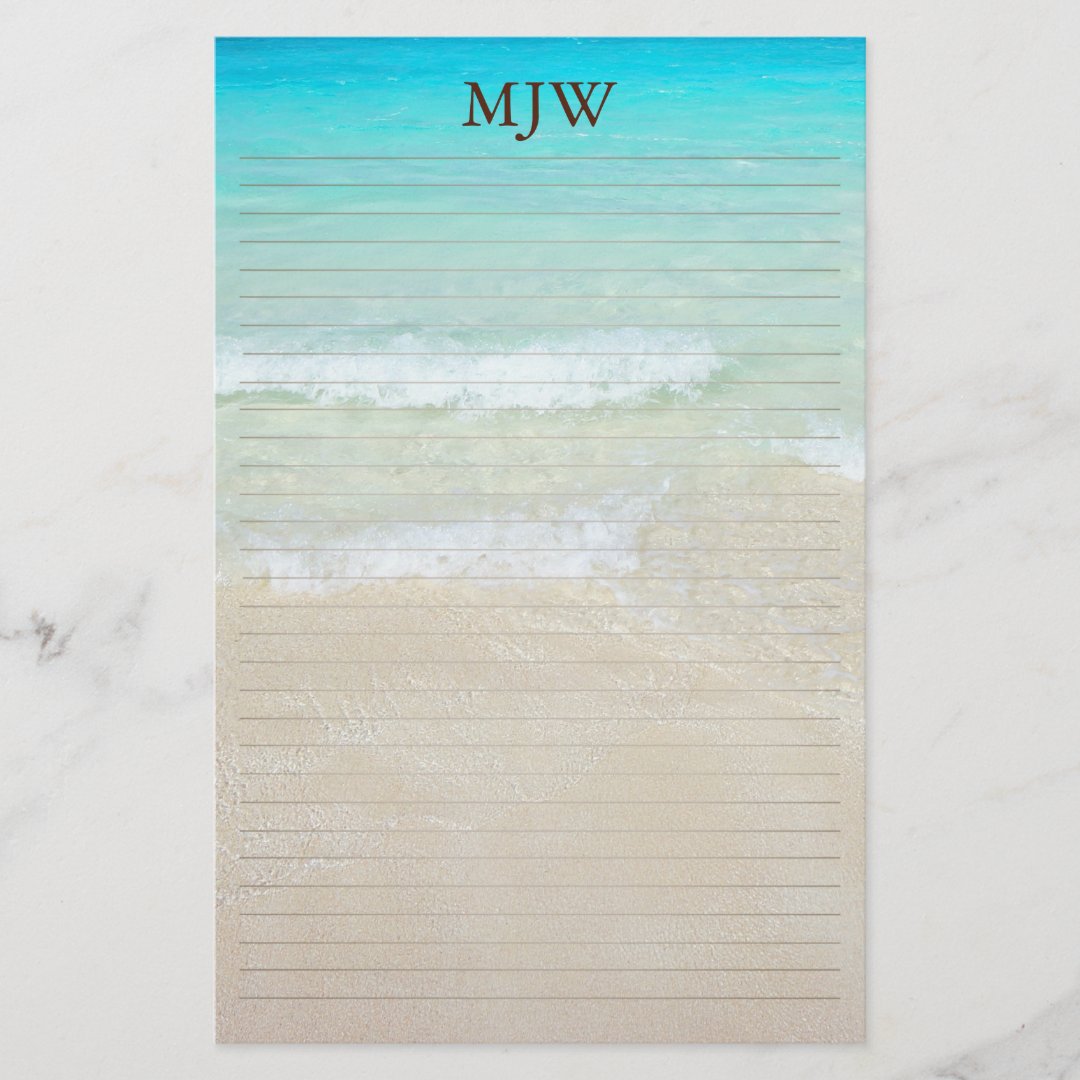 Ocean Background Lined Blank Writing Paper | Zazzle