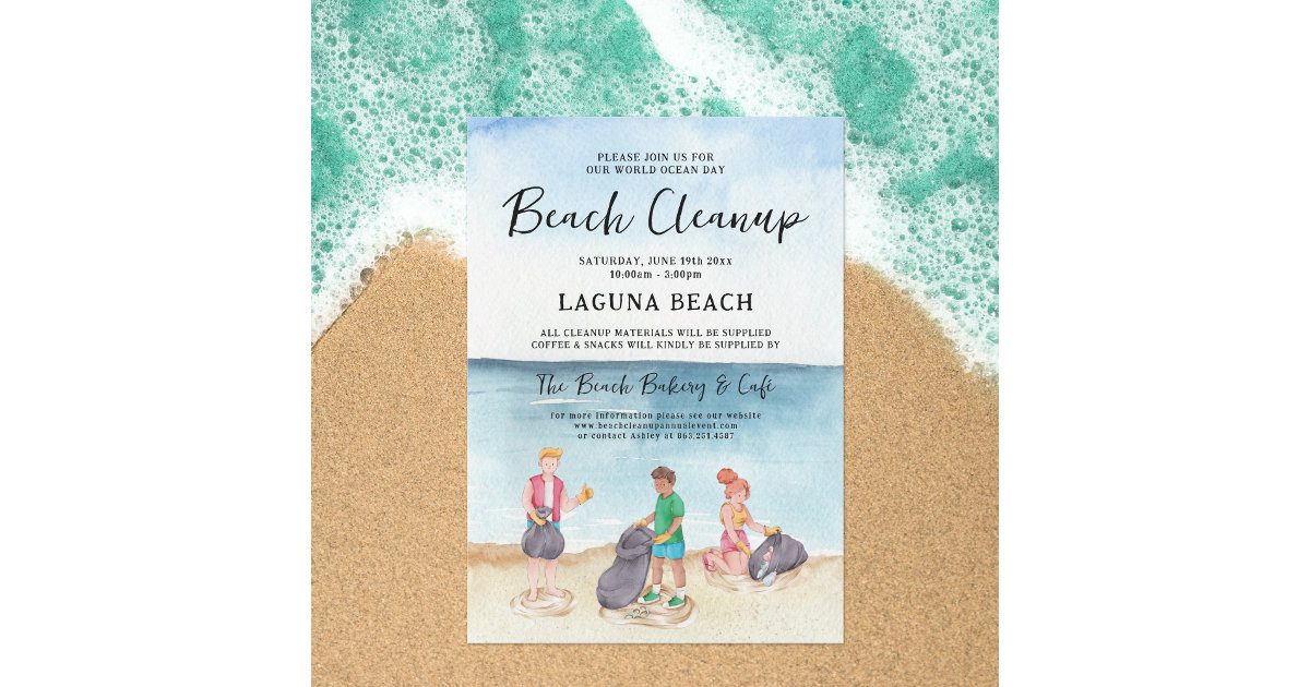 Ocean Beach Cleanup Invitation | Zazzle
