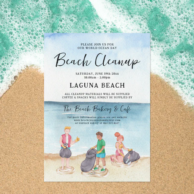 Ocean Beach Cleanup Invitation | Zazzle