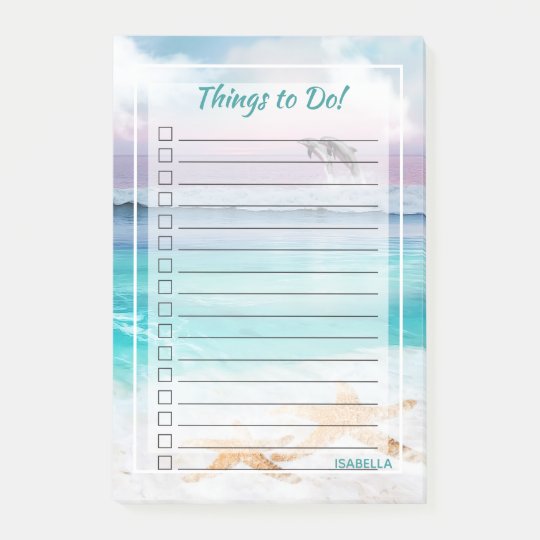 Ocean Beach Dolphins and Starfish - Things to Do Post-it Notes | Zazzle.com