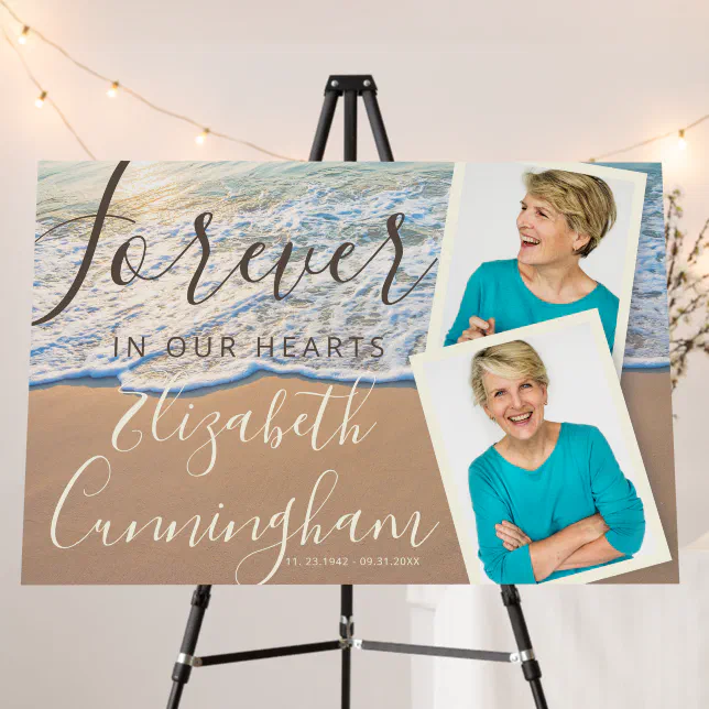 Ocean Beach Funeral Memorial Custom Photo Foam Board | Zazzle
