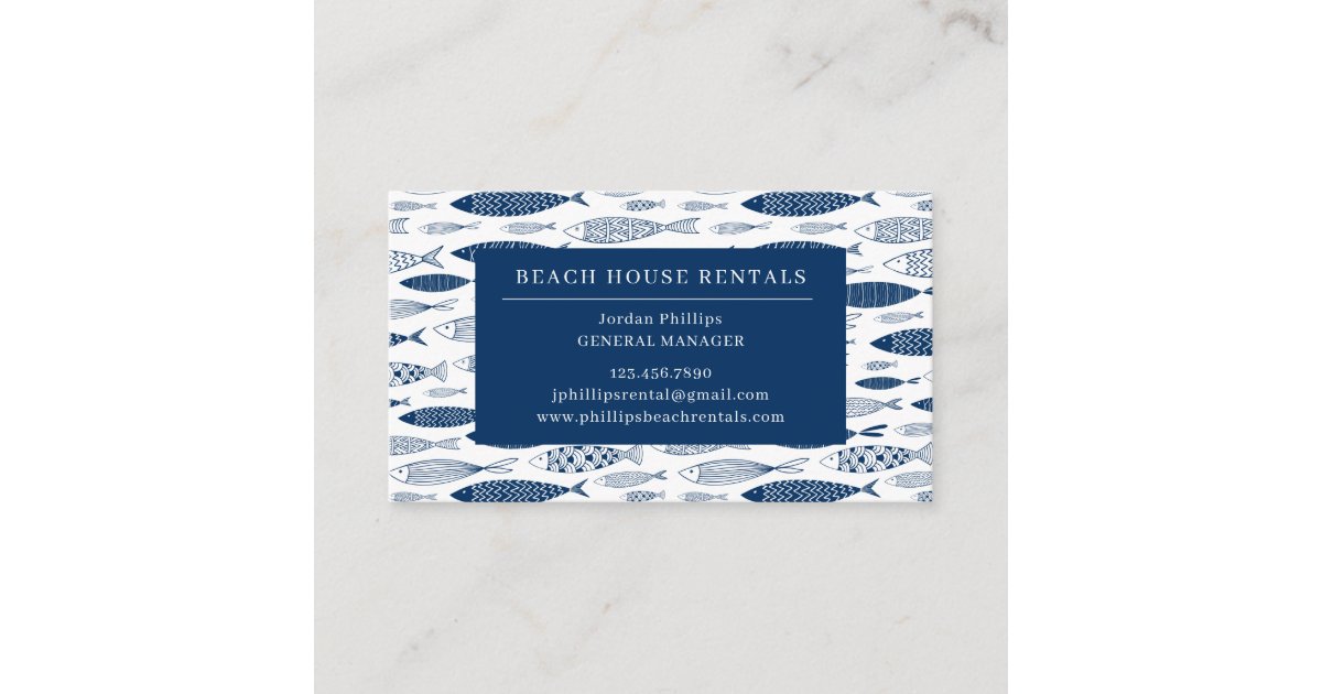 Ocean Beach Nautical Fish Pattern Business Card | Zazzle