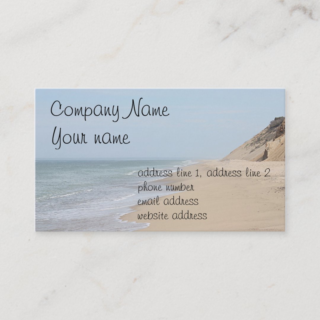 Ocean beach photo business card | Zazzle