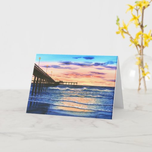 OCEAN BEACH PIER SUNSET CARD | Zazzle
