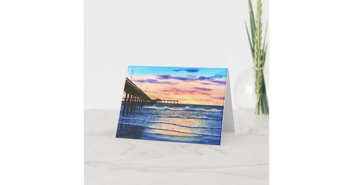 OCEAN BEACH PIER SUNSET CARD | Zazzle