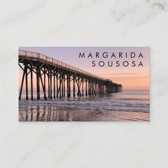 Ocean Beach Pier Sunset Photo Travel Tourism Business Card | Zazzle