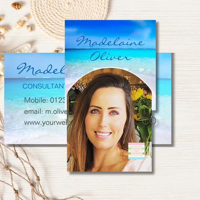 Ocean Beach Sea Logo Photo Travel Business Card | Zazzle