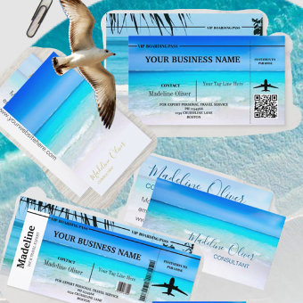 Ocean Beach Sea Travel Aqua Blue Modern Business Card | Zazzle