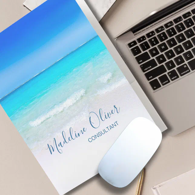 Ocean Beach Sea Travel Business Aqua Blue Modern Pocket Folder | Zazzle