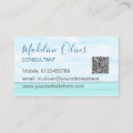 Ocean Beach Sea Travel QR Code Aqua Blue Stylish Business Card | Zazzle