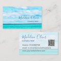 Ocean Beach Sea Travel QR Code Aqua Blue Stylish Business Card | Zazzle
