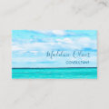 Ocean Beach Sea Travel QR Code Aqua Blue Stylish Business Card | Zazzle