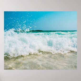 Ocean Beach Sea Waves Coastal Poster | Zazzle