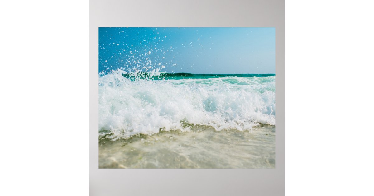 Ocean Beach Sea Waves Coastal Poster | Zazzle