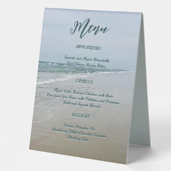 Ocean Beach Standing Menu Reception Sign | Zazzle