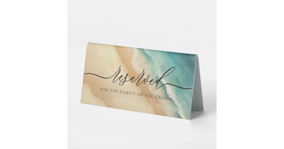 Ocean Beach Summer Wedding Reserved Table Tent Sign | Zazzle