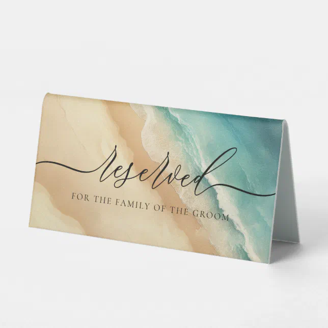 Ocean Beach Summer Wedding Reserved Table Tent Sign | Zazzle
