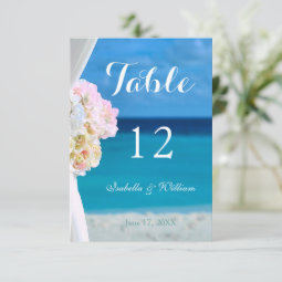 Ocean Beach Summer Wedding Table Number | Zazzle