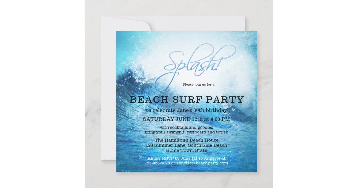 Ocean Beach Surf Summer Party Invitation | Zazzle.com