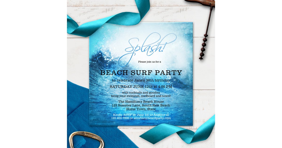 Ocean Beach Surf Summer Party Invitation | Zazzle