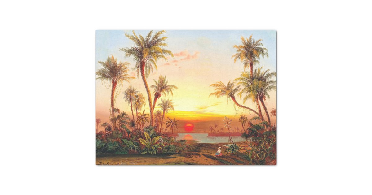 Ocean Beach Tropical Palm Tree Sunset Tissue Paper | Zazzle