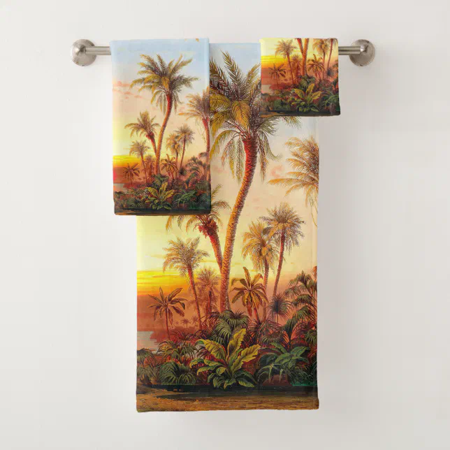 Ocean Beach Tropical Palm Trees Sun Bath Towel Set | Zazzle