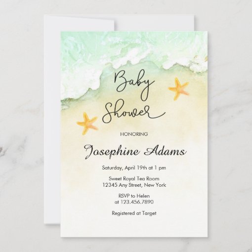 Ocean Beach Tropical Watercolor Baby Shower Invitation | Zazzle