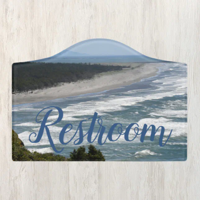 Ocean Beach Waves Coastline Seascape Restroom Door Sign | Zazzle