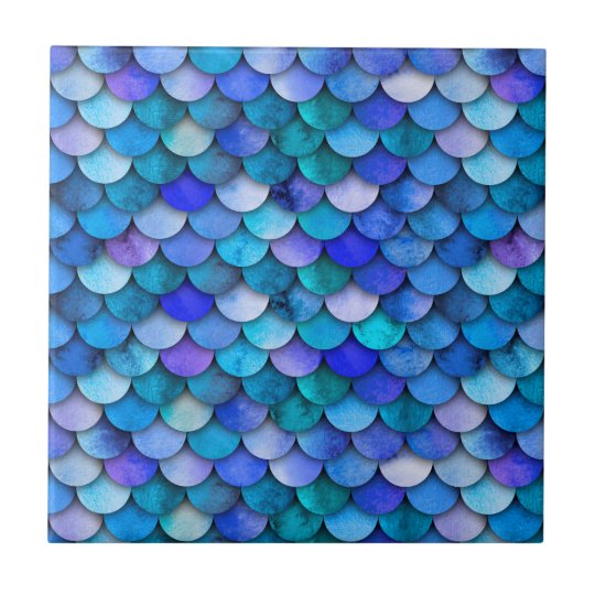 Ocean blue and purple mermaid scales tile | Zazzle.com