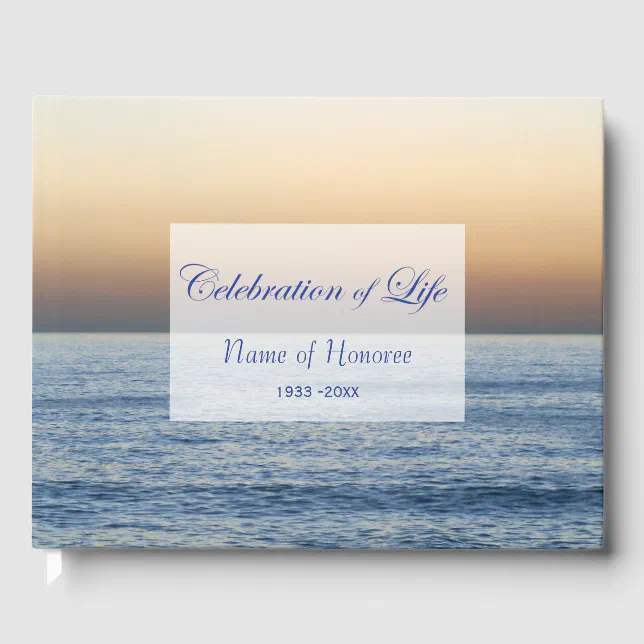 Ocean Blue Celebration of Life Memorial Guest Book | Zazzle