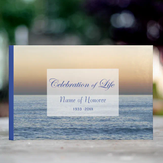 Ocean Blue Celebration of Life Memorial Guest Book | Zazzle