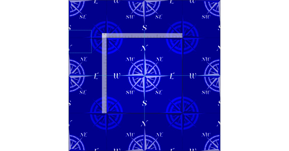Ocean Blue Compass Rose Fabric | Zazzle