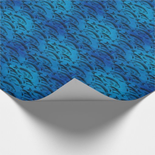 Ocean Blue Fish Pattern For Fisherman Wrapping Paper | Zazzle